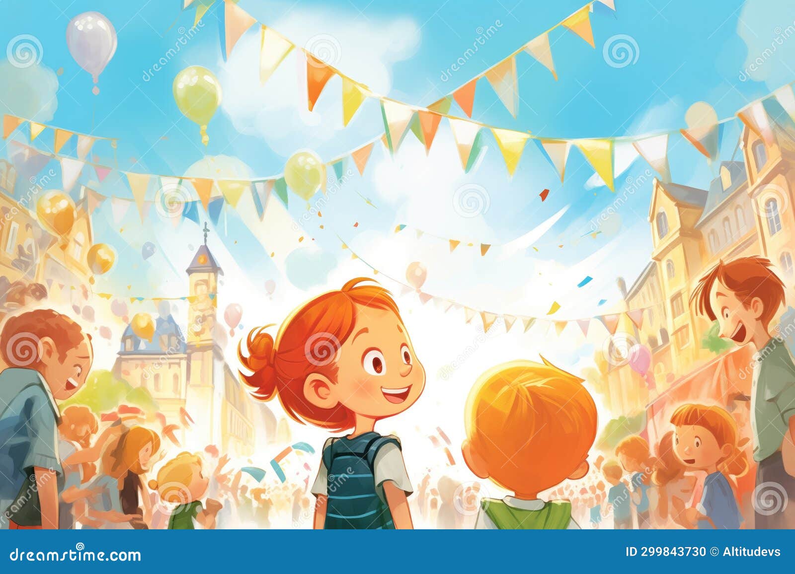 Kids Watching a Parade in the Theme Park Stock Photo - Image of kids ...