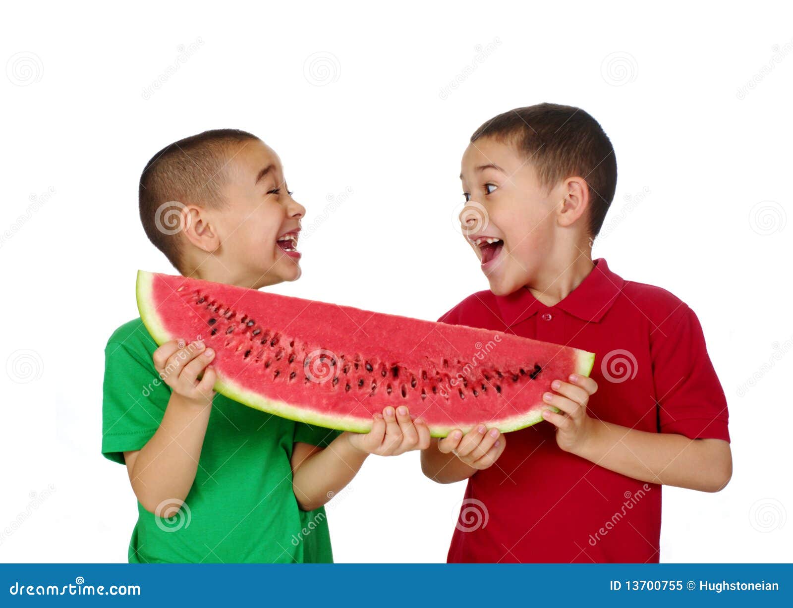 Kids and watermelon stock image. Image of horizontal - 13700755