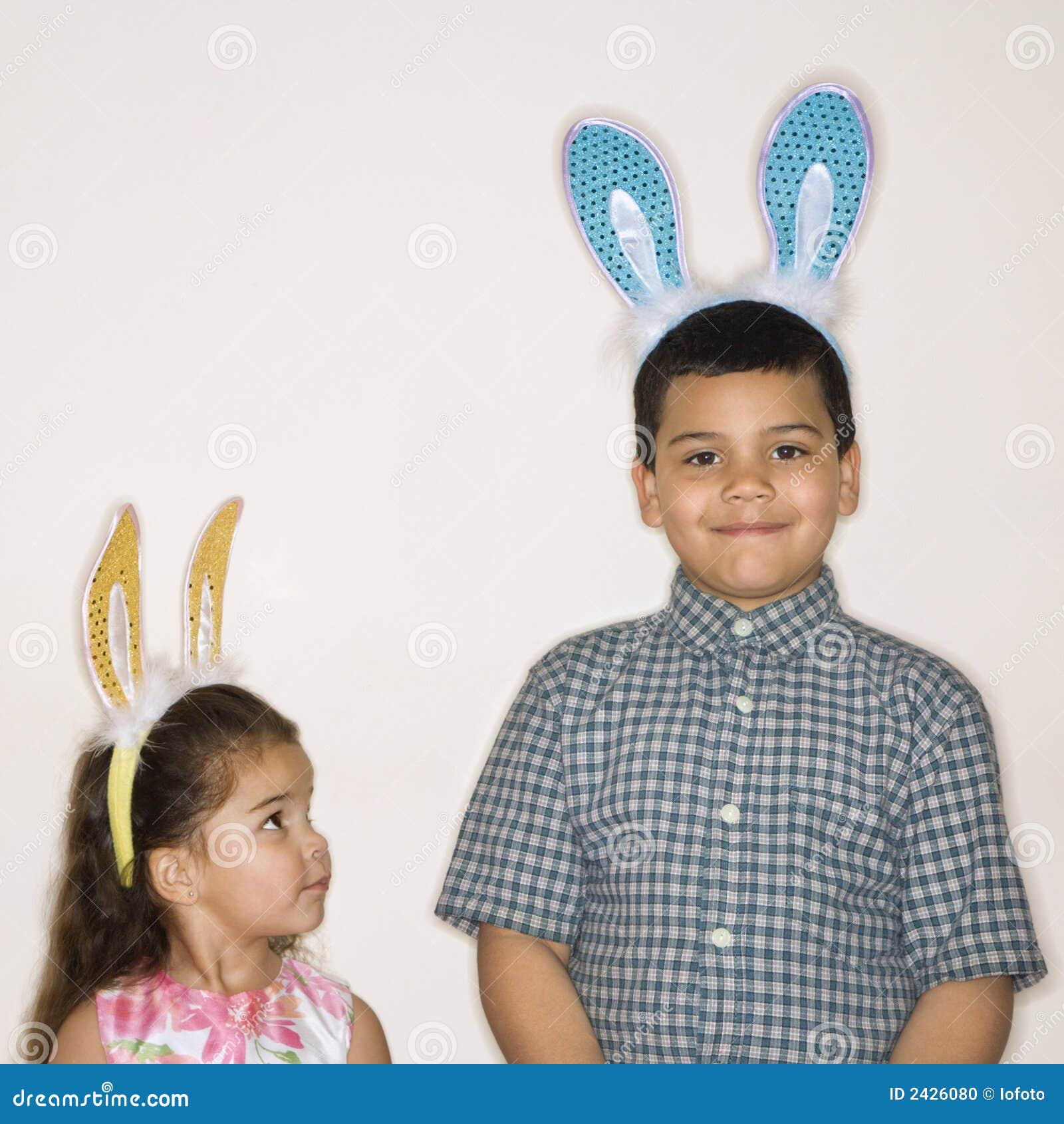 Kids wearing bunny ears. stock photo. Image of shoulders - 2426080