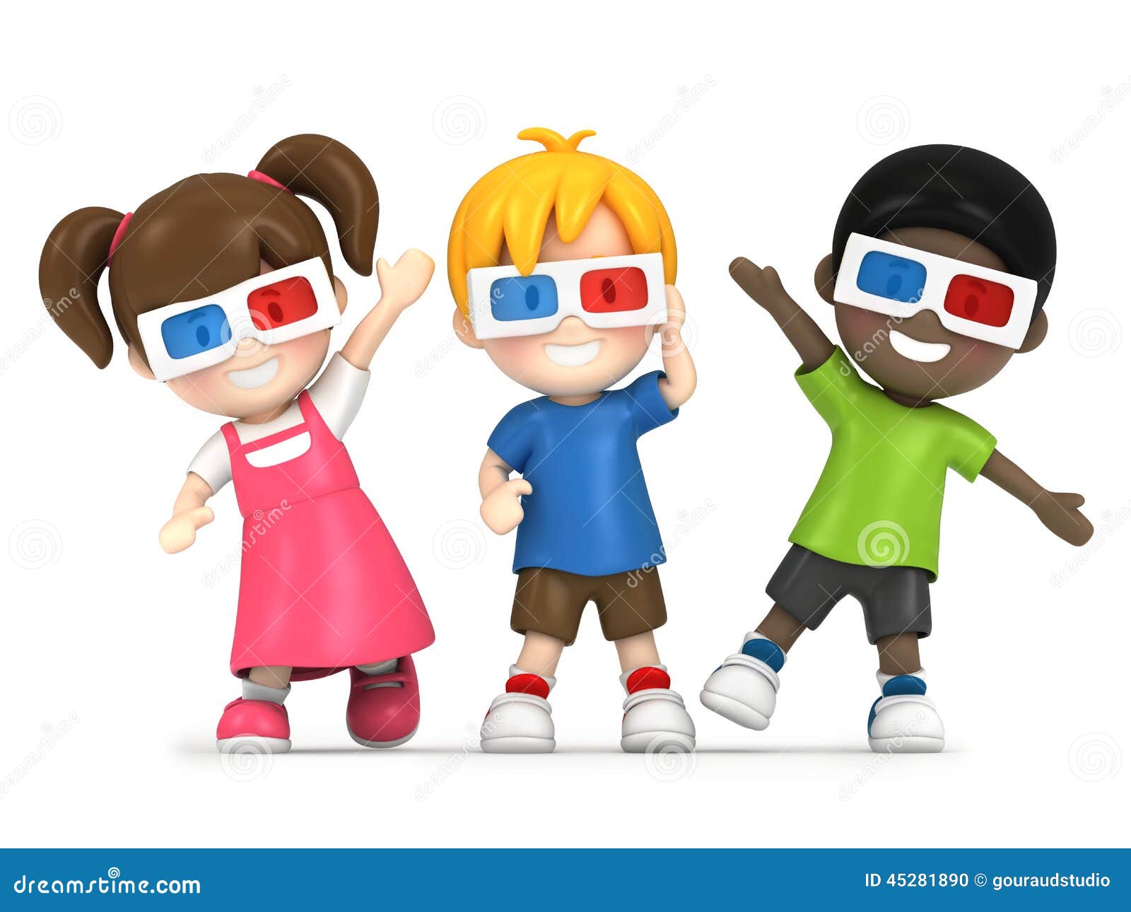 Kids wearing 3d glass stock illustration. Illustration of watch - 45281890