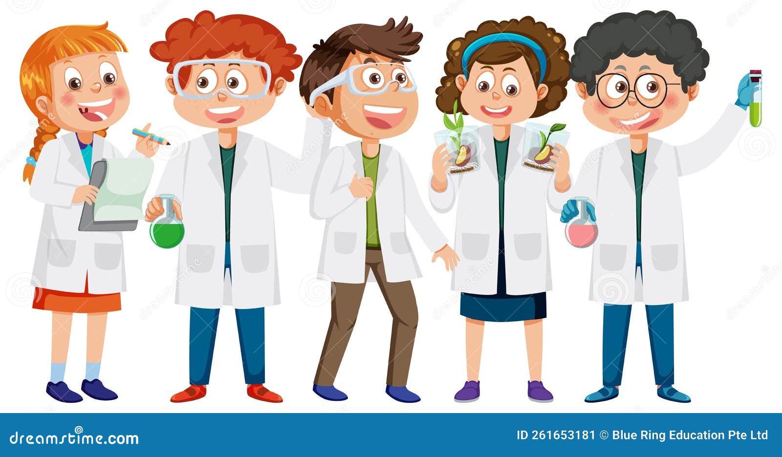 Kids wearing lab coats stock vector. Illustration of human - 261653181