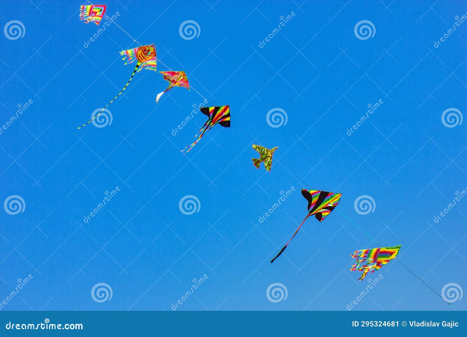 Kids Wind Kites on the Blue Sky Stock Image - Image of flying, kids ...