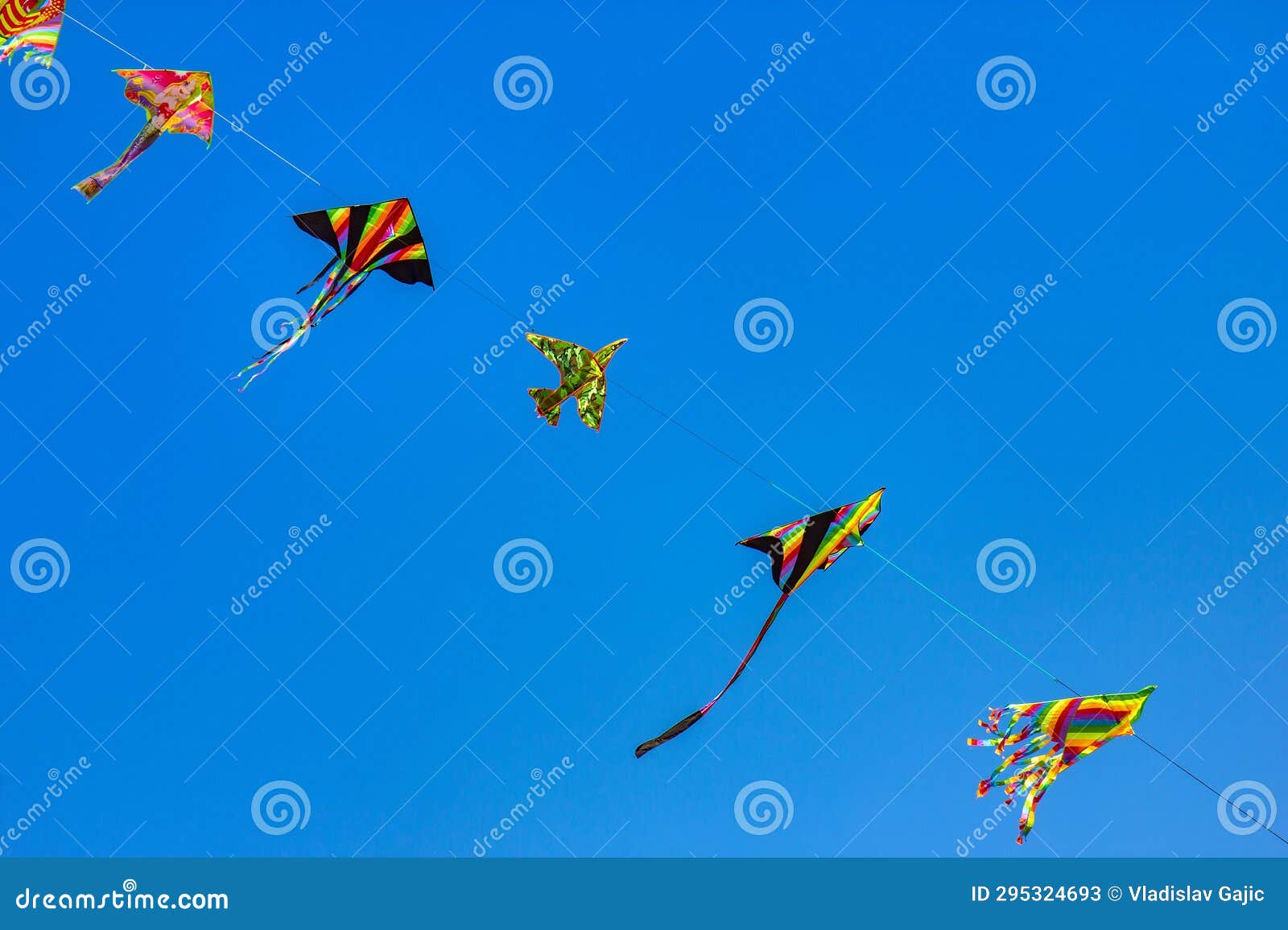 Kids Wind Kites on the Blue Sky Stock Image - Image of paper, group ...