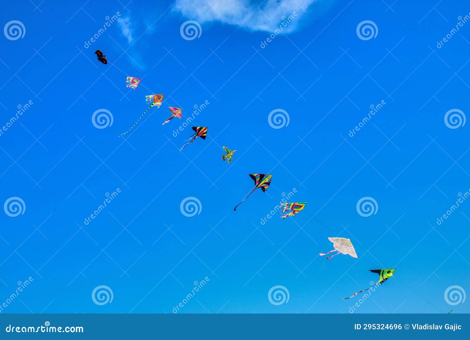 Kids Wind Kites on the Blue Sky Stock Photo - Image of high, people ...