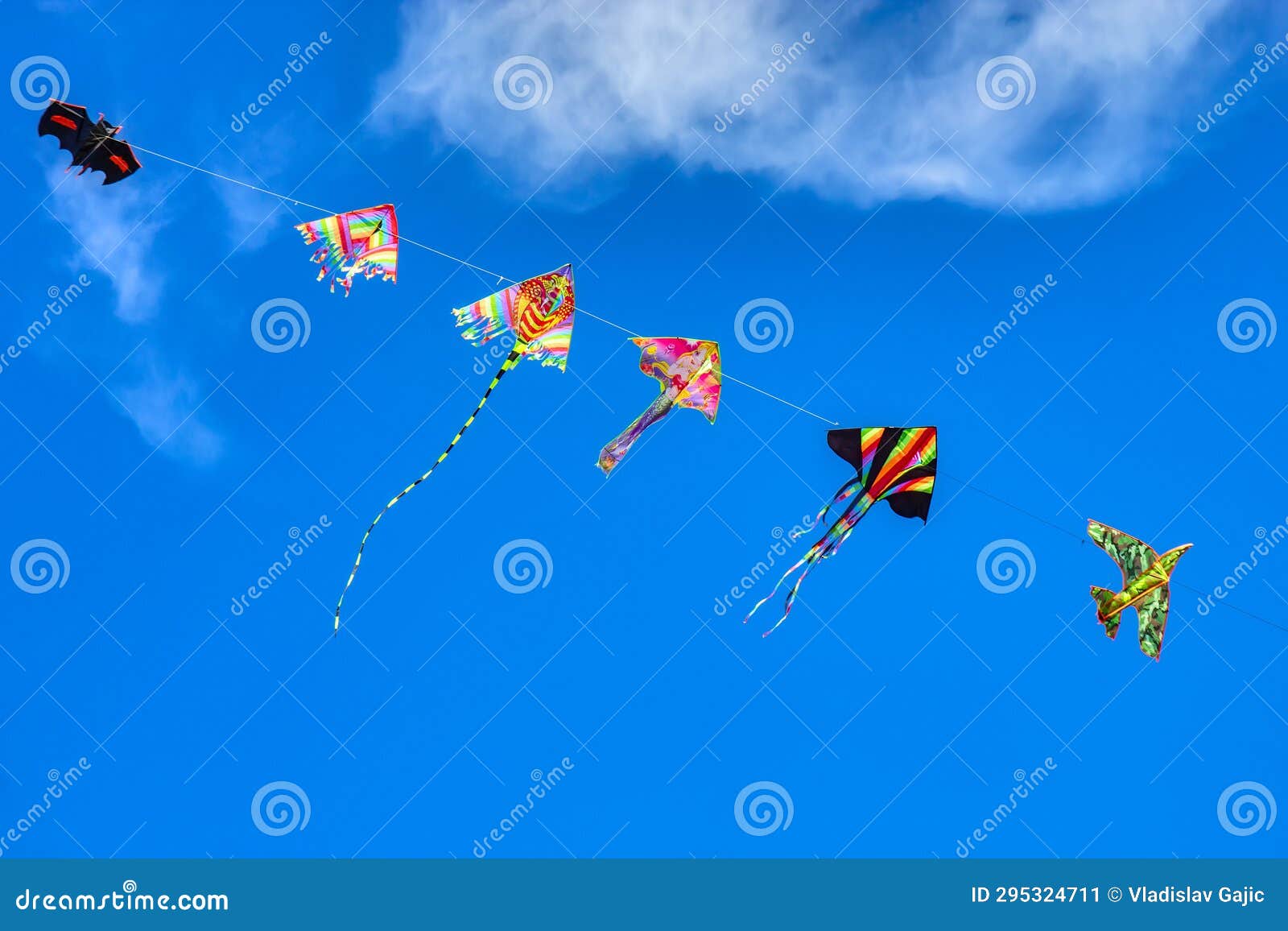 Kids Wind Kites on the Blue Sky Stock Image - Image of freedom, object ...