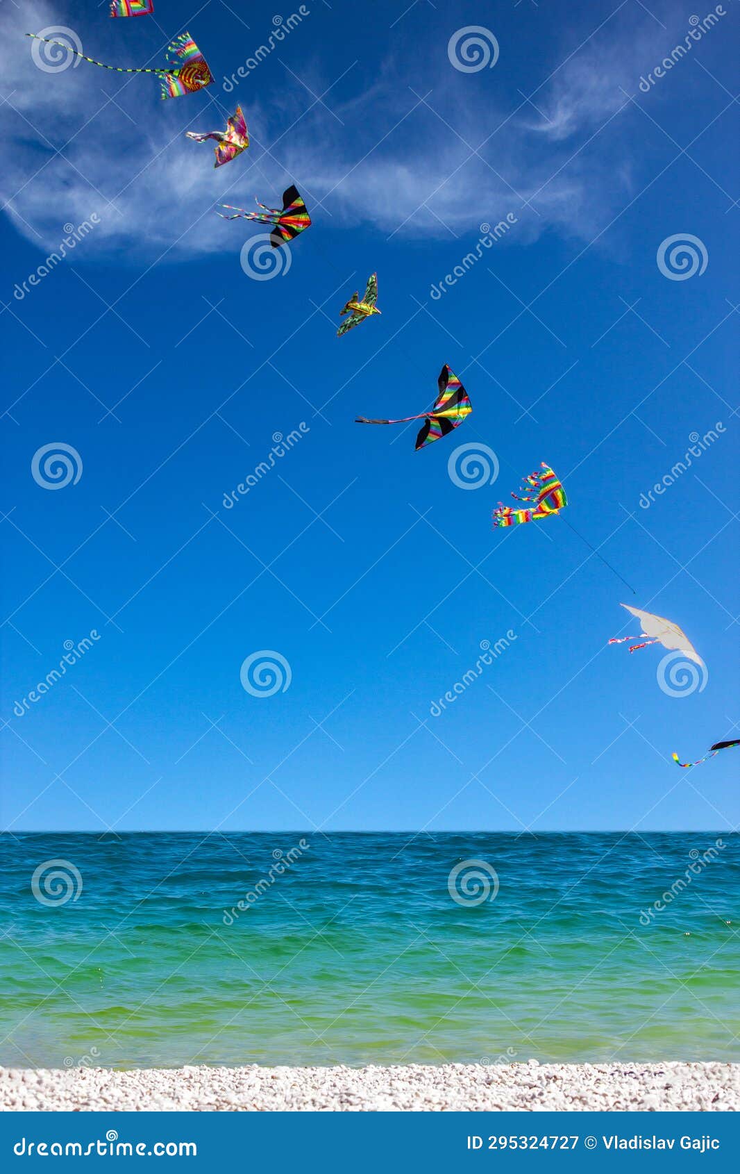 Kids Wind Kites on the Blue Sky in the Summer Stock Image - Image of ...