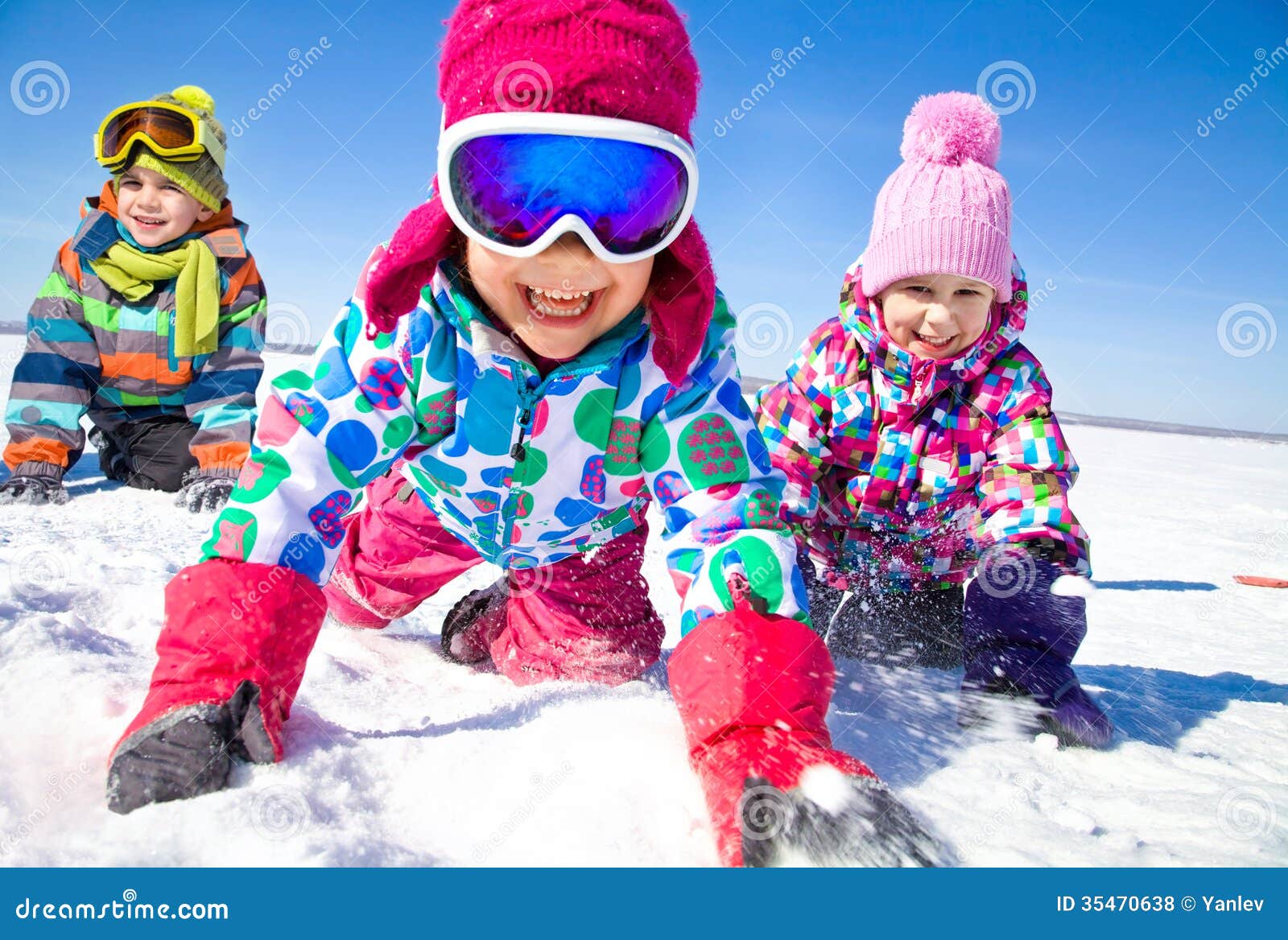 Kids in wintertime stock photo. Image of cheerful, person - 35470638