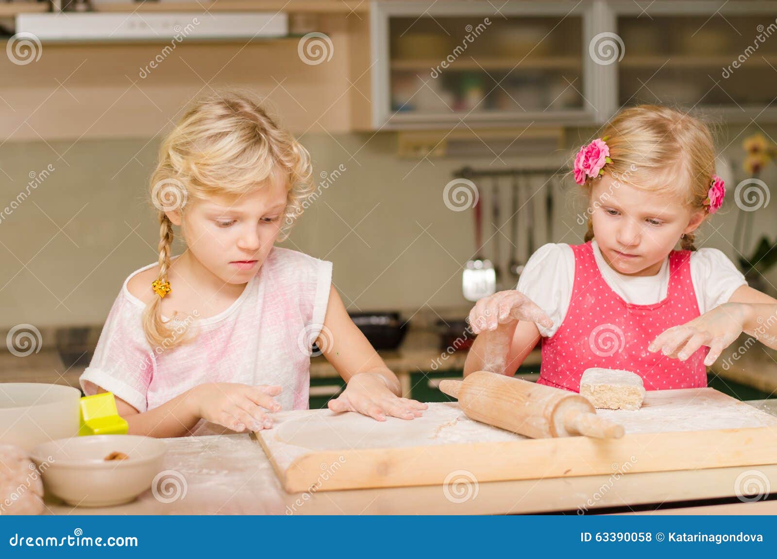 Kids working in kitchen stock photo. Image of preparation - 63390058