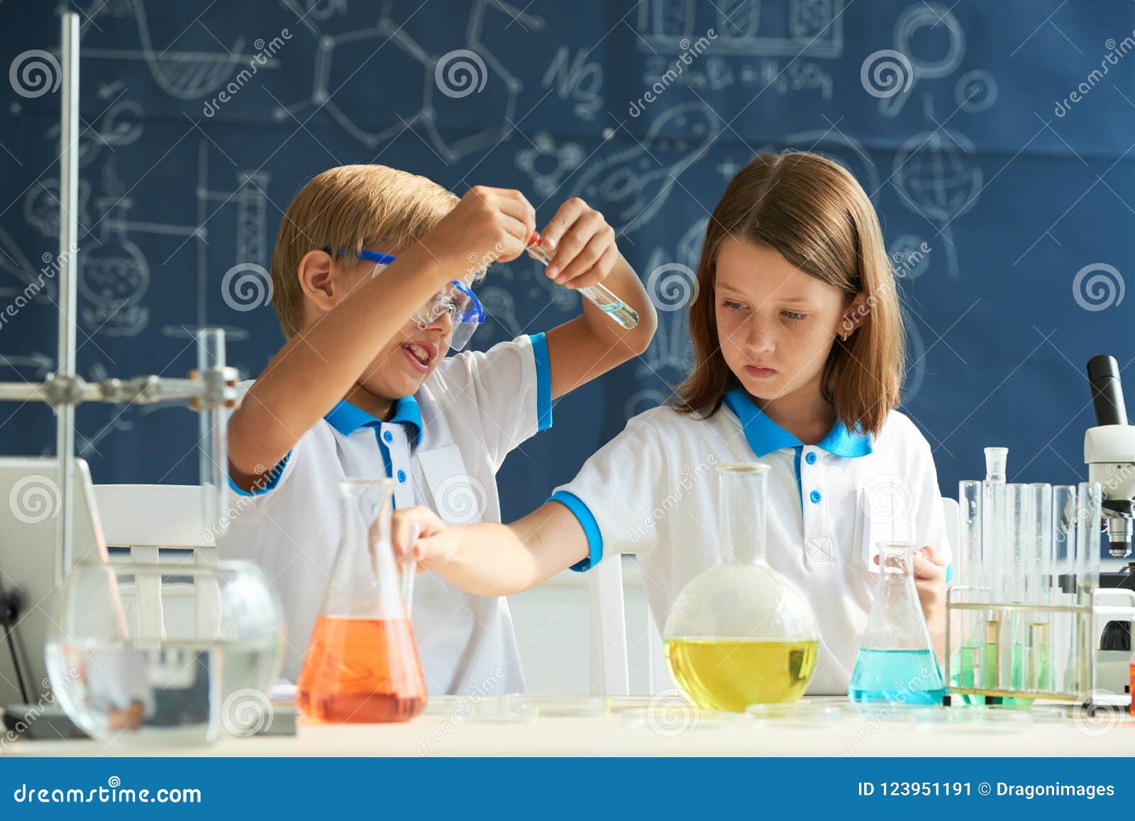 Scientific experiment stock image. Image of classmate - 123951191