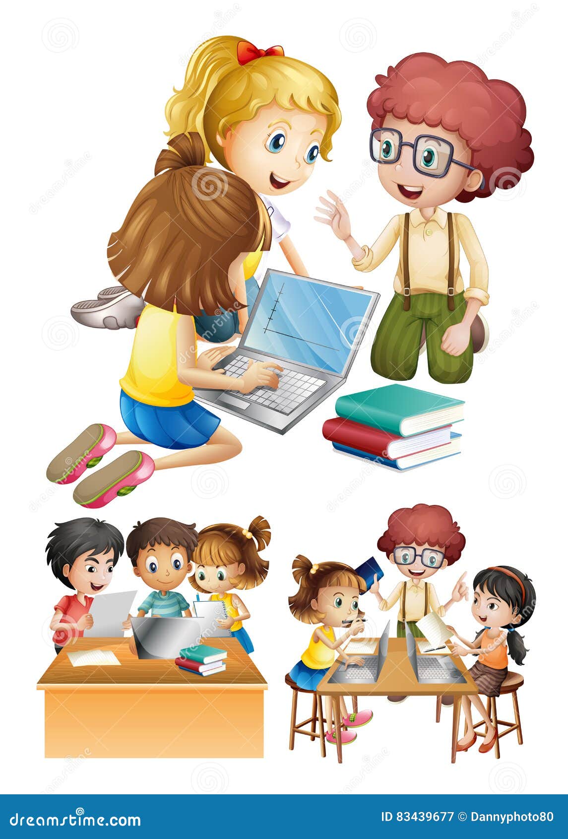 Kids Working and Studying Together Editorial Photography - Illustration ...