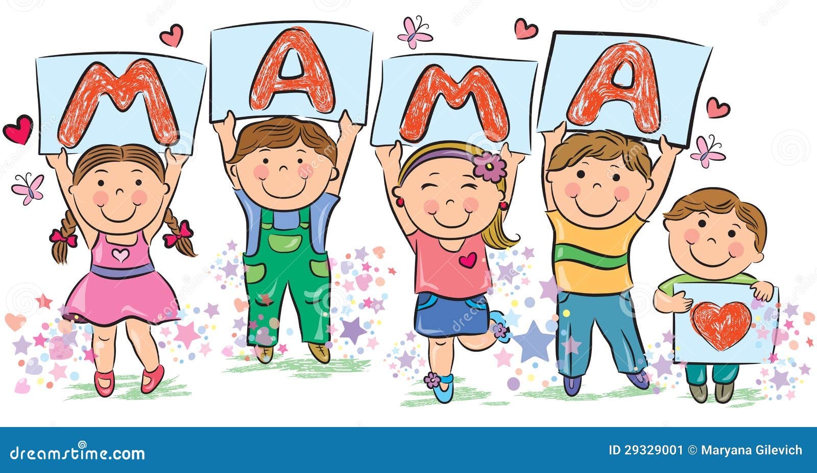 Kids write the word mama stock vector. Illustration of curls - 29329001