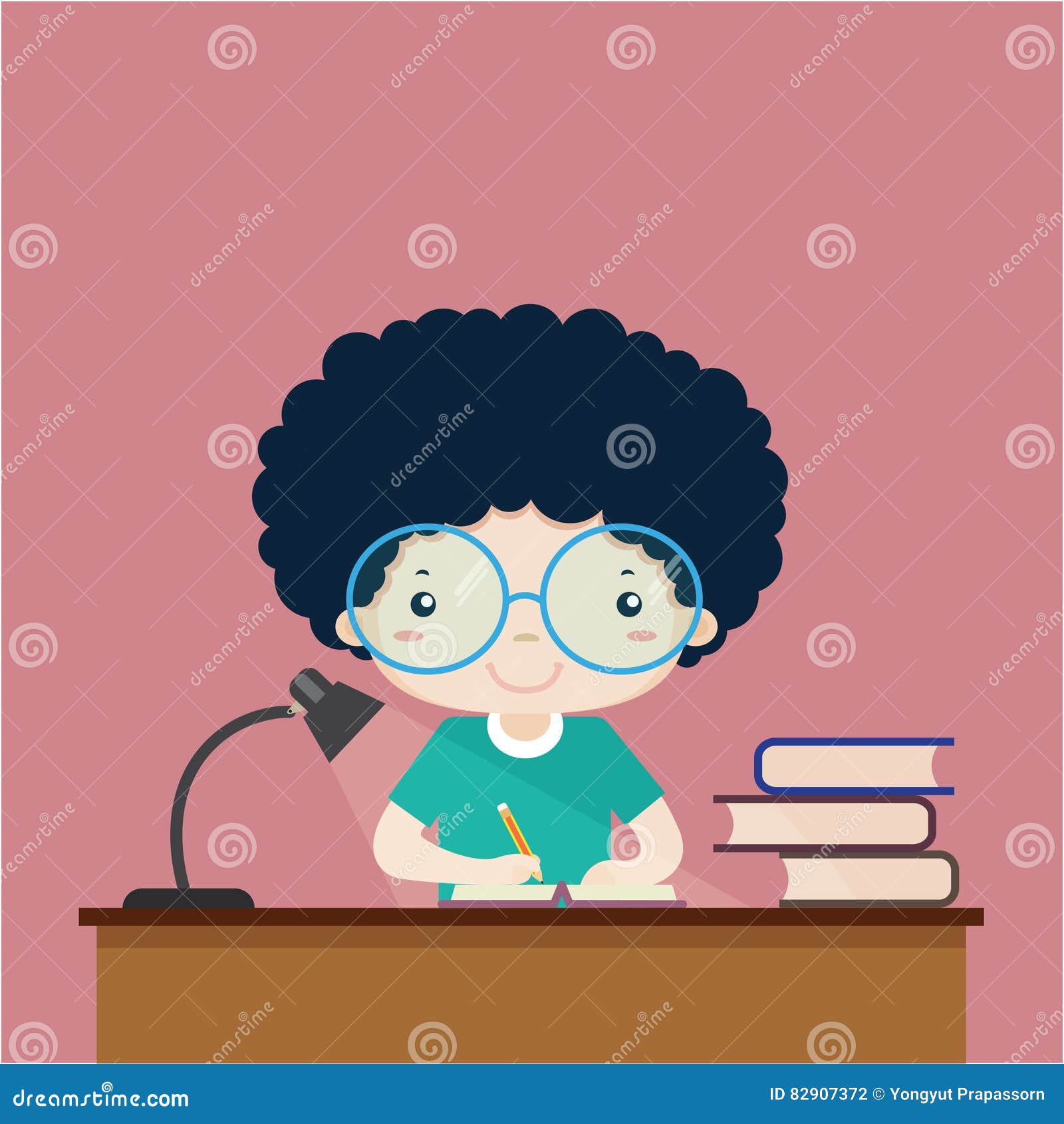 Kids on Writing a Book on the Table Stock Vector - Illustration of ...