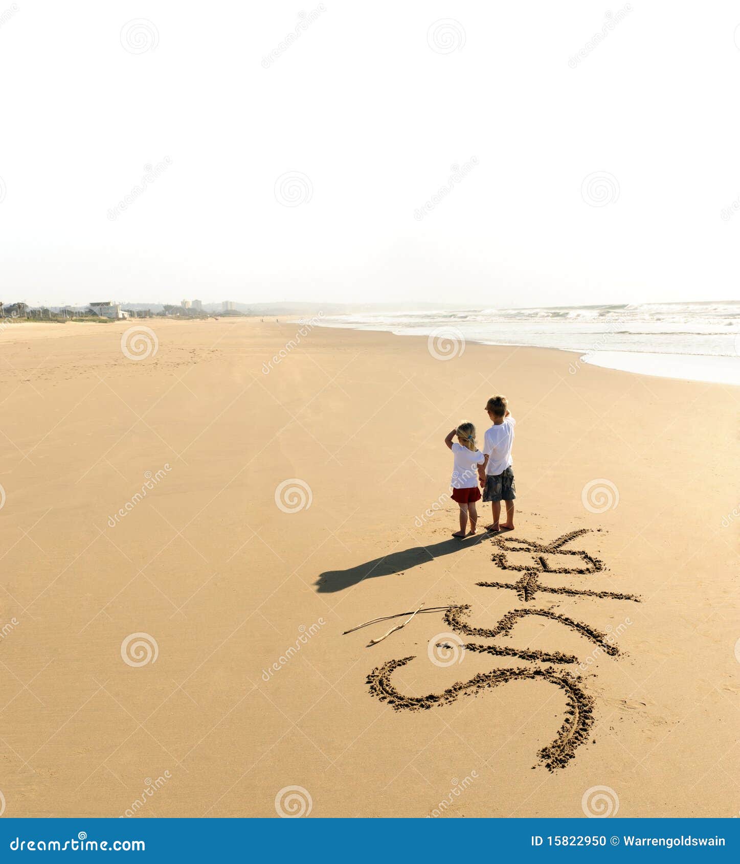 Kids writing in sand stock photo. Image of outdoor, happiness - 15822950