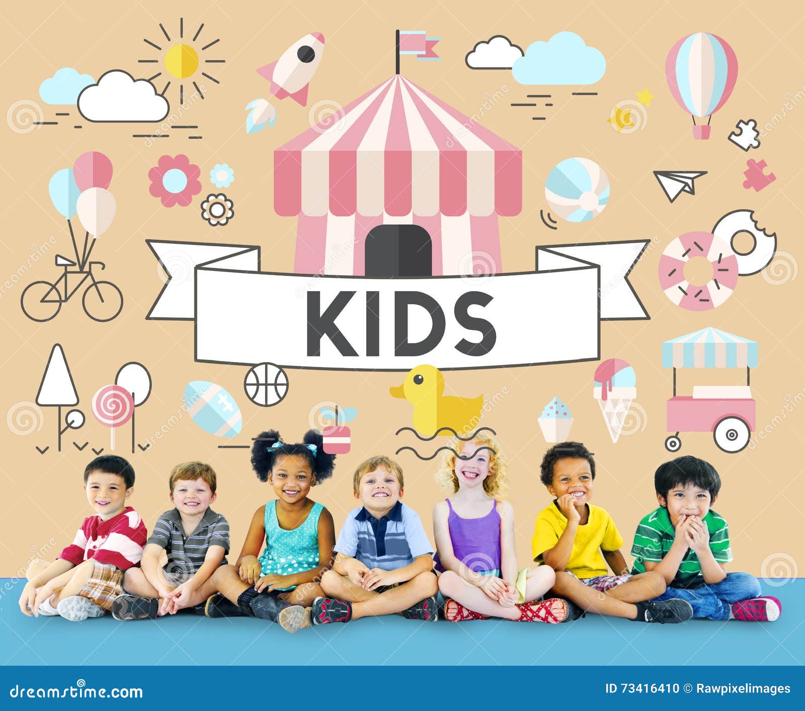 Kids Young Children People Graphic Concept Stock Photo - Image of adult ...
