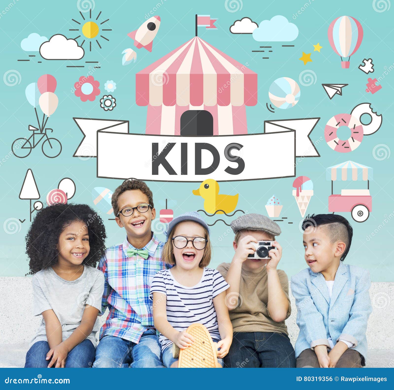 Kids Young Children People Graphic Concept Stock Photo - Image of ...