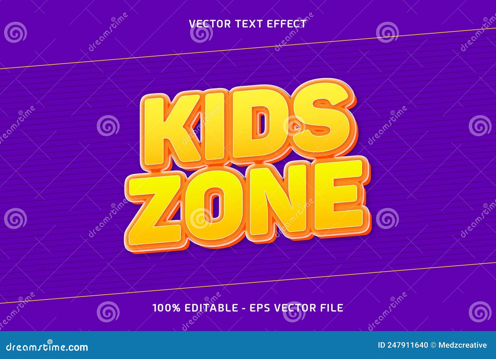 Kids Zone Vector Text Effect Stock Vector - Illustration of cartoon ...