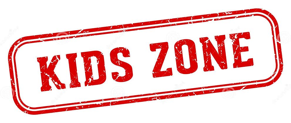 Kids Zone Stamp. Kids Zone Rectangular Stamp on White Background Stock ...