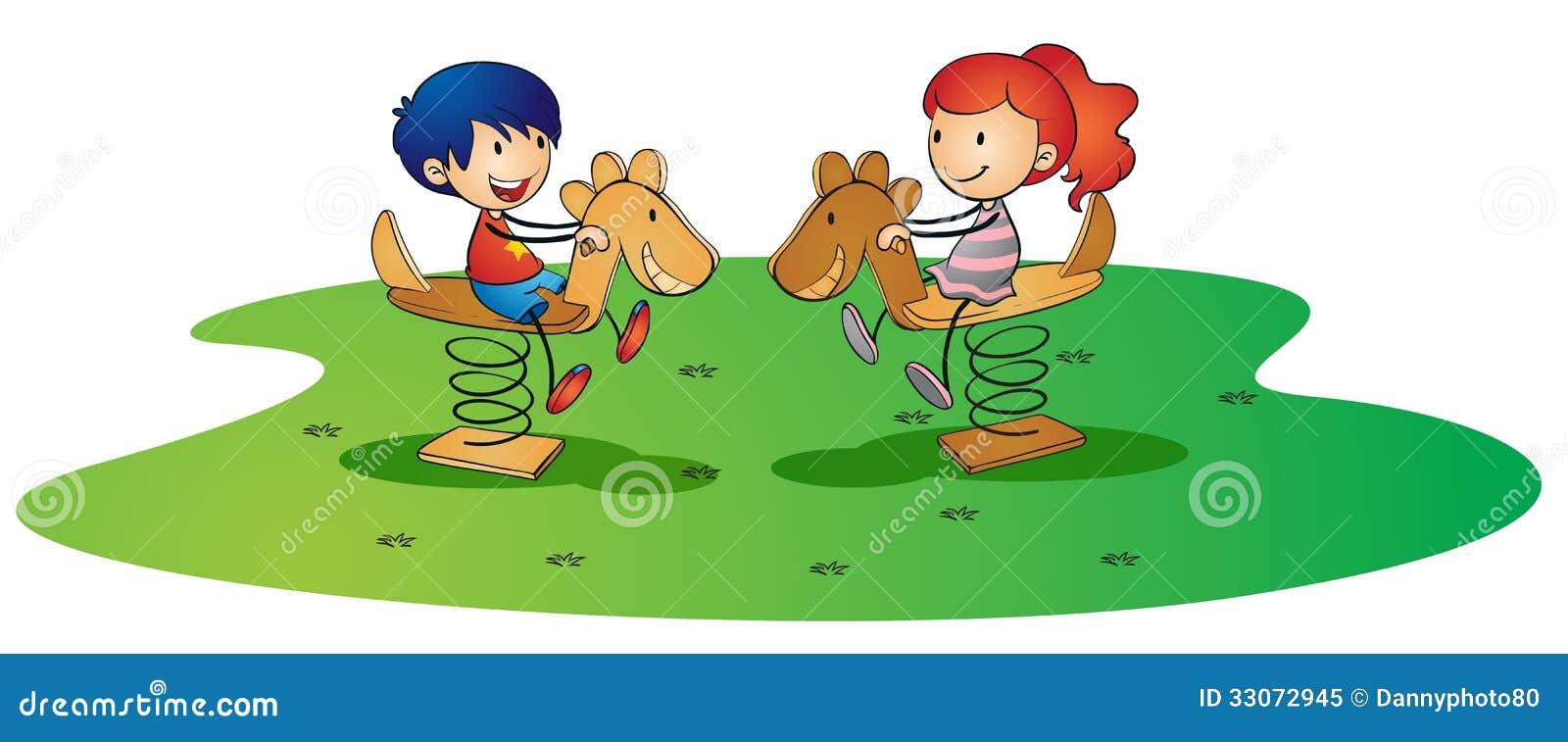 Kidsplaying on Spring Horse Stock Vector - Illustration of horse, pals ...