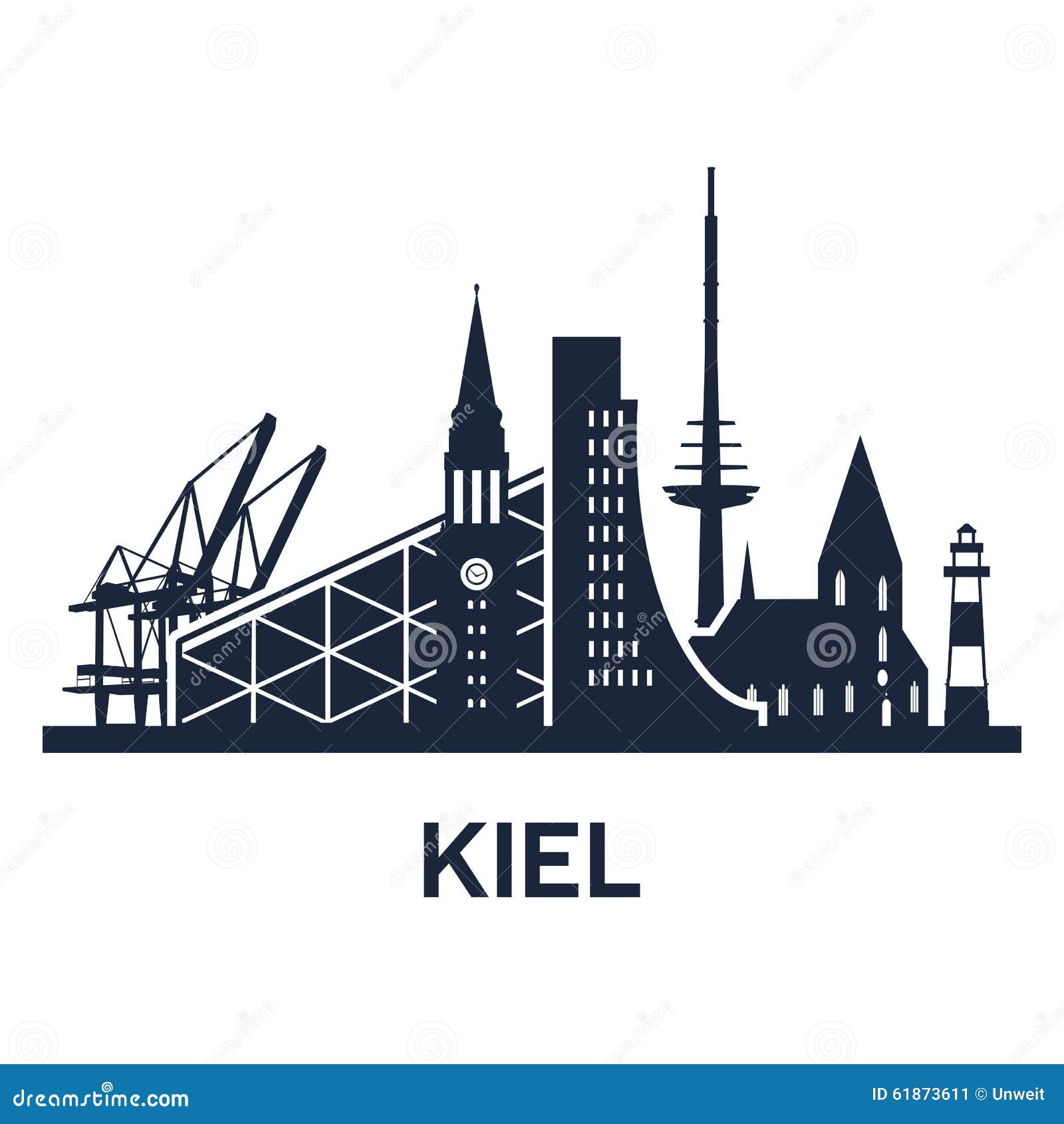 Kiel City Skyline stock vector. Illustration of modern - 61873611