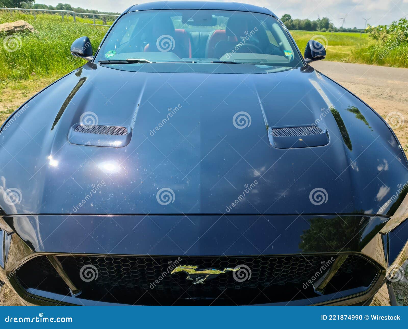 Low Angle Front View at a Black Ford Mustang Model 2018 Editorial Image ...