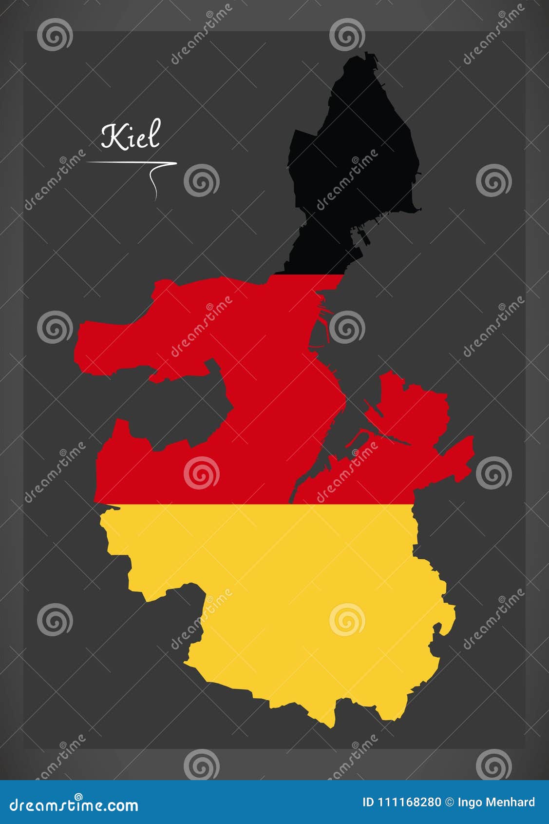 Kiel Map with German National Flag Illustration Stock Vector ...