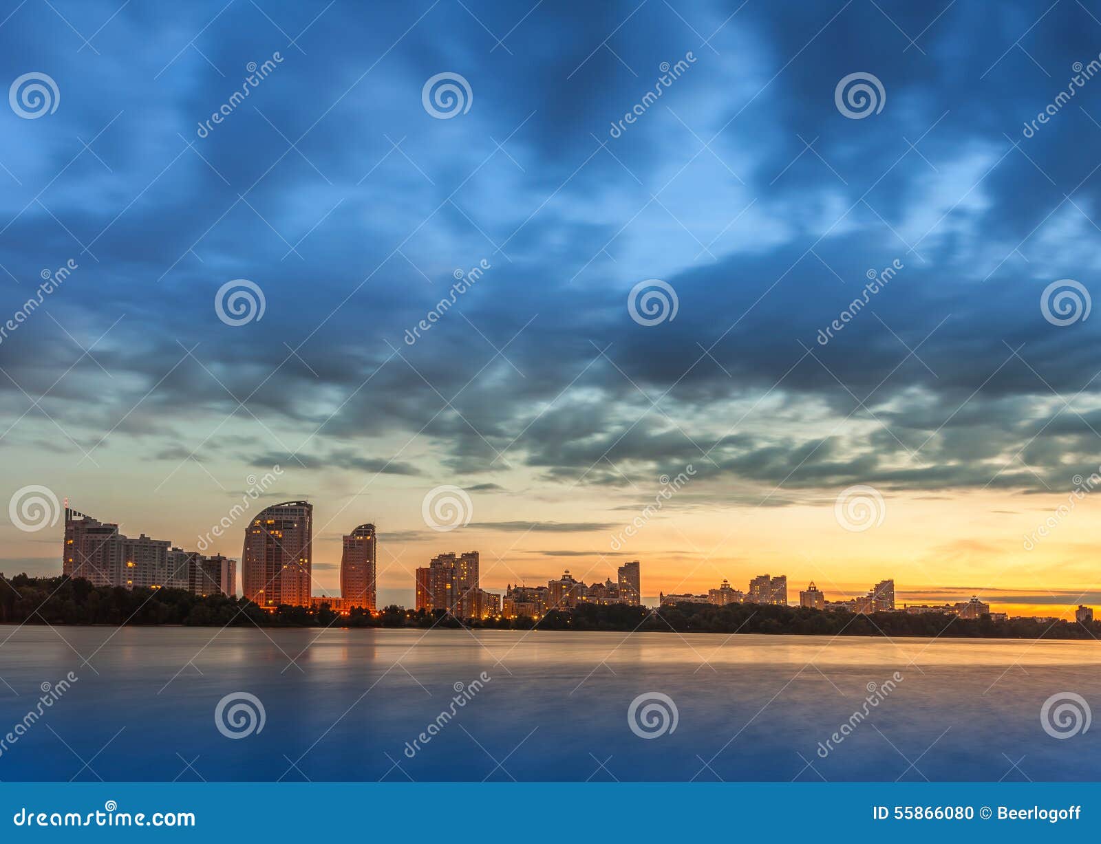 Kiev city skyline by night stock photo. Image of architecture - 55866080