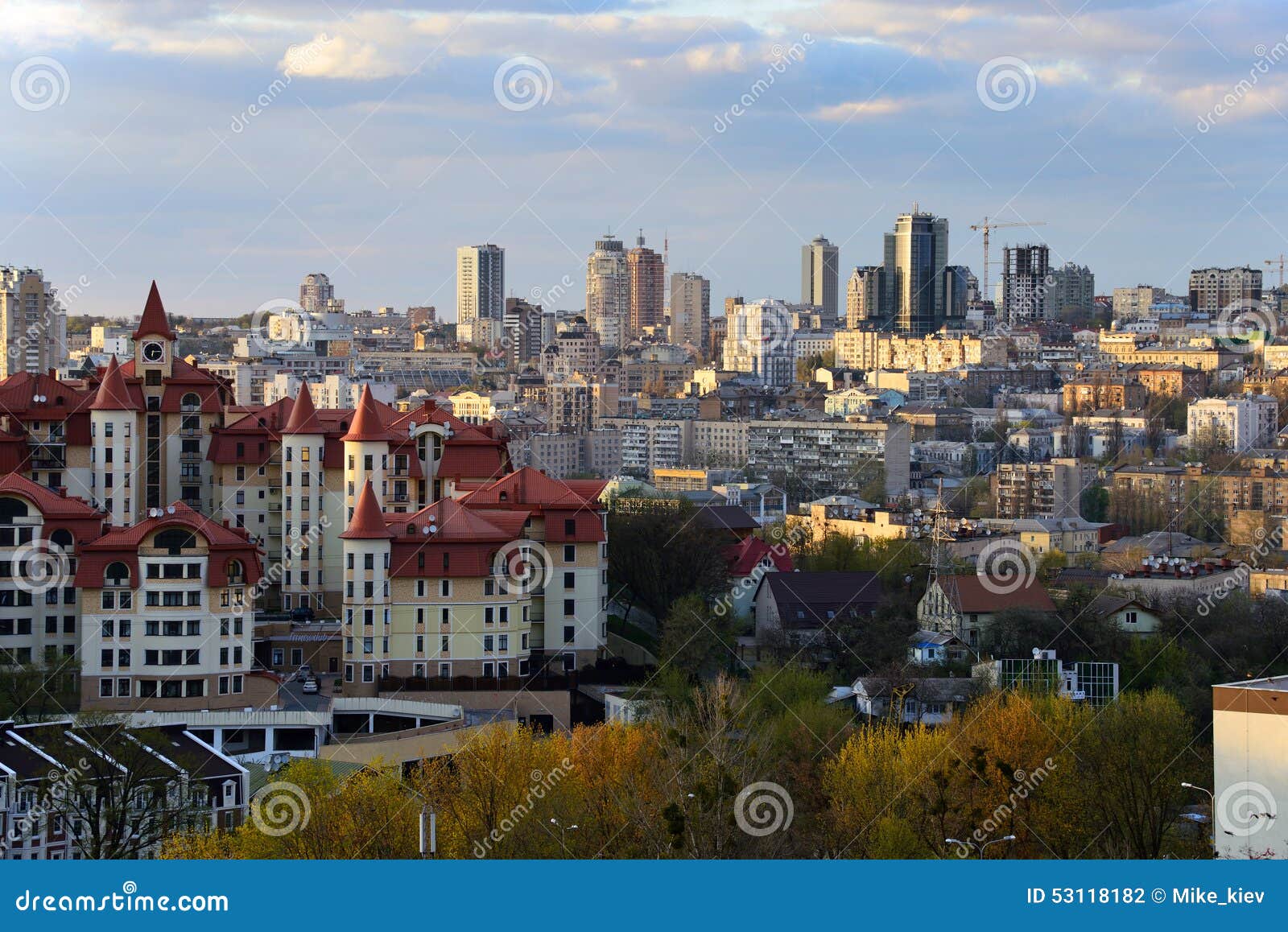 Kiev cityscape in spring editorial photography. Image of office - 53118182
