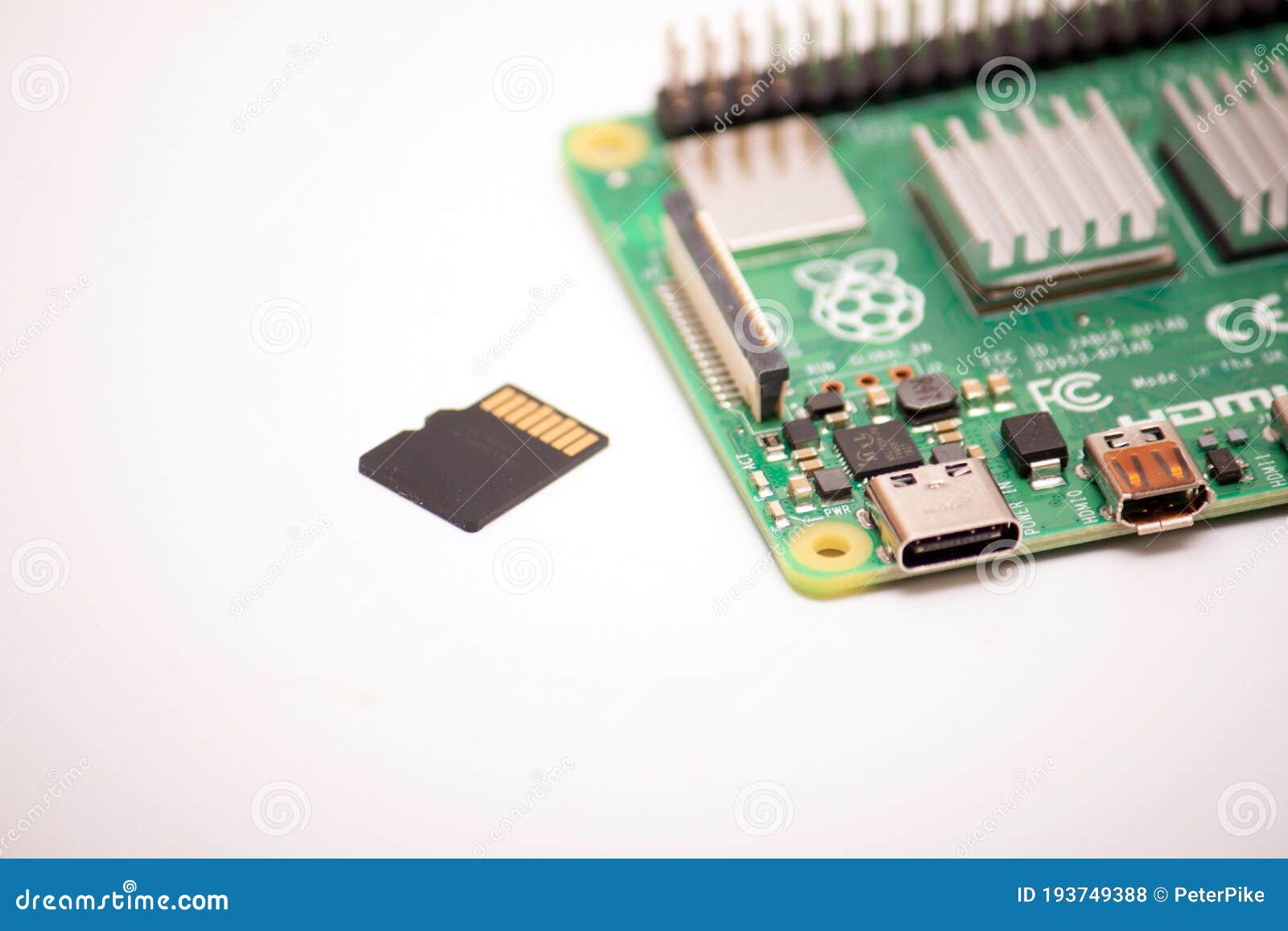 Kiev, Ukraine - August 13th, 2020: Microcomputer Raspberry Pi 4 with a ...