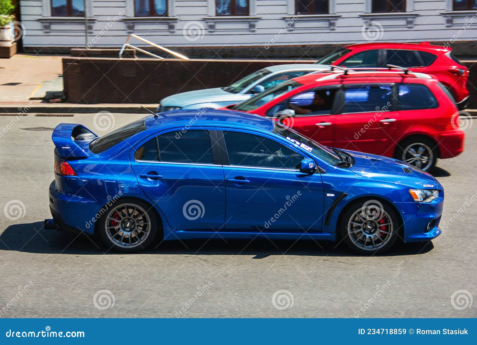 Kiev, Ukraine - June 19, 2021: Blue Mitsubishi Lancer Evolution in the ...