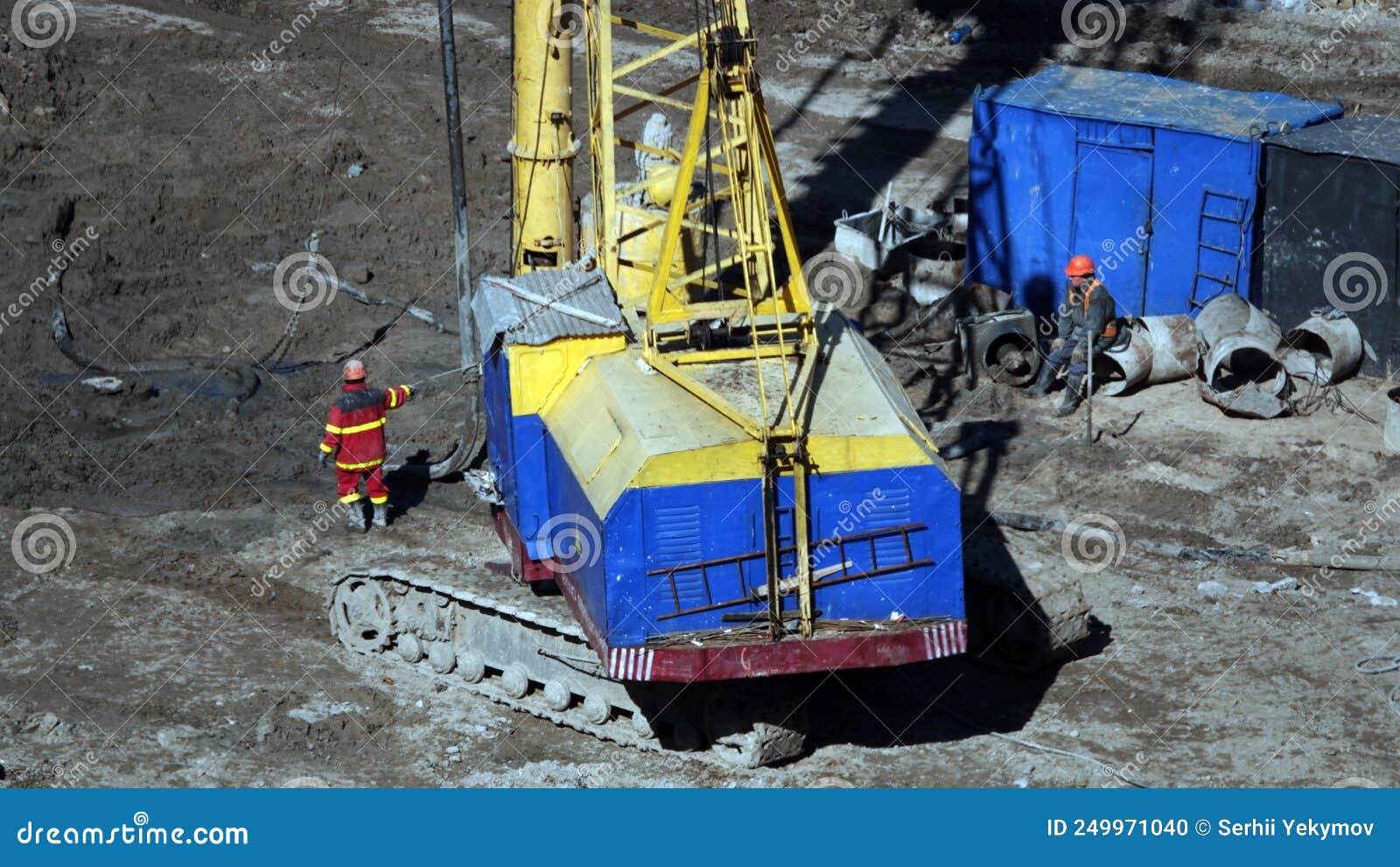 Drilling Rig Boring the Ground Pours a Hole in the Concrete for the ...
