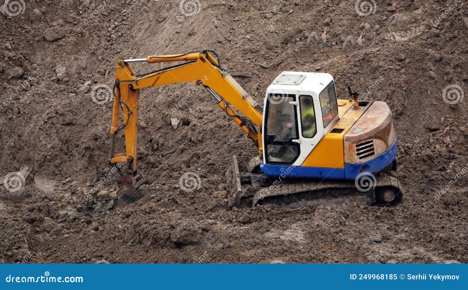 Tractors and Excavators Work on the Construction of the Foundation Zero ...