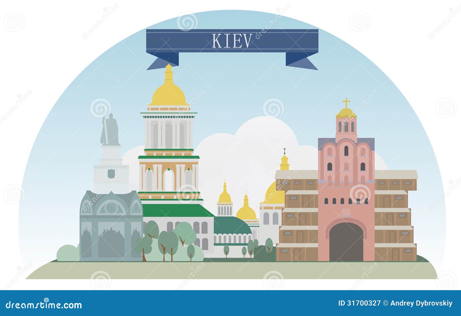 Kiev Ukraine Europe Euro Icon Vector Art Flat Shadow Design Skyline ...