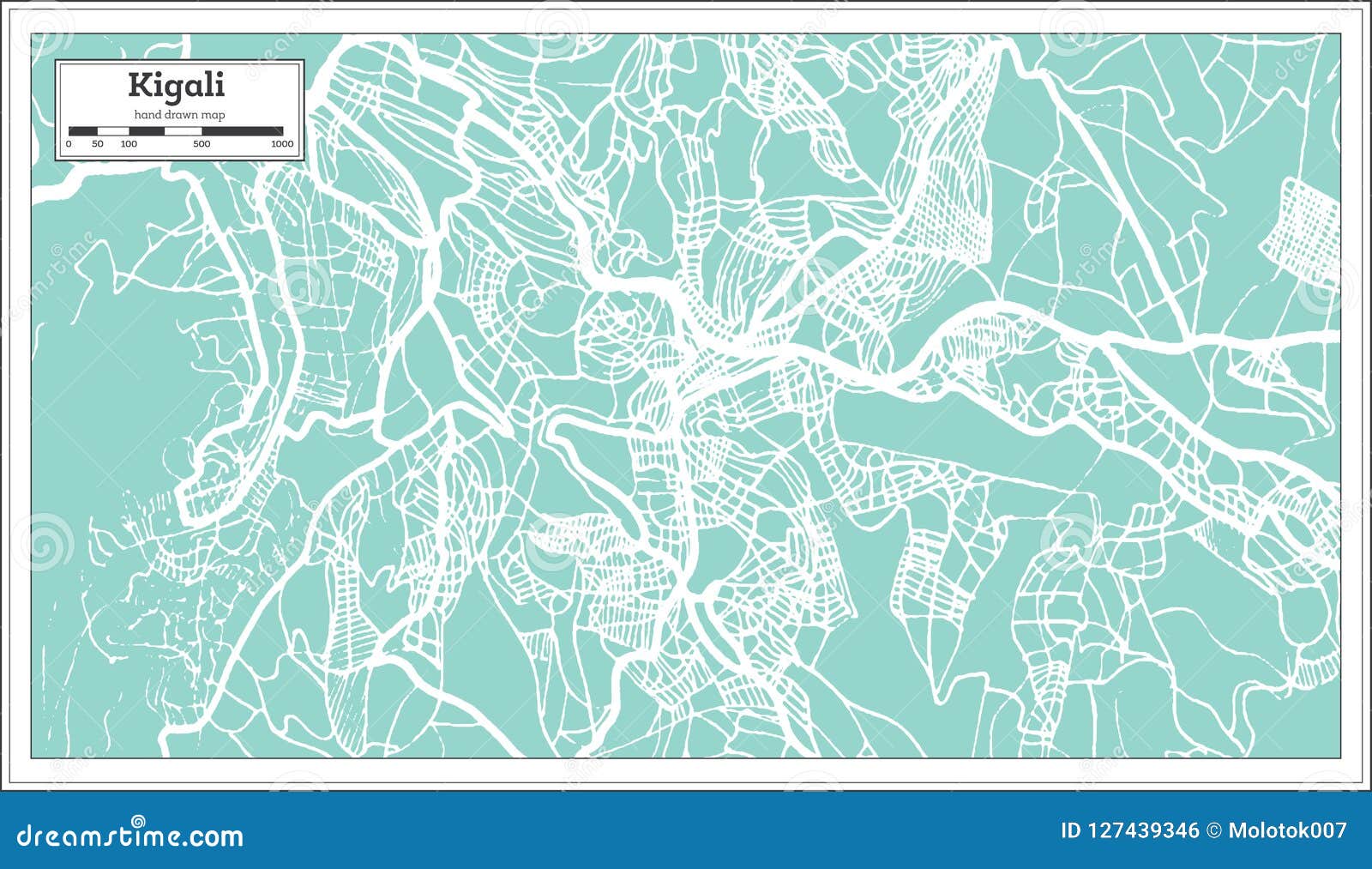 Kigali Rwanda City Map in Retro Style. Outline Map Stock Vector ...