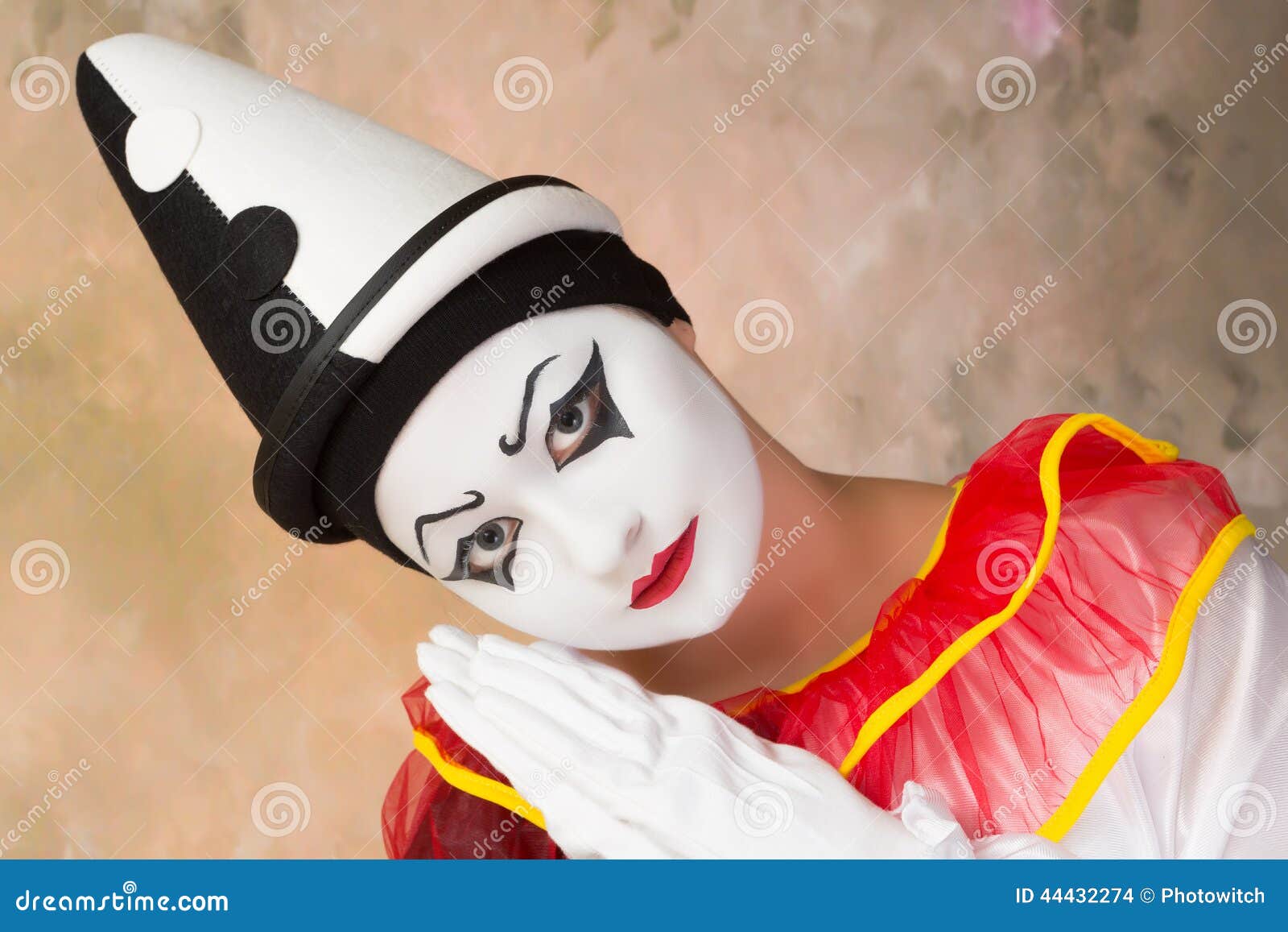 Kijkend pierrot stock foto. Image of gezicht, kleurrijk - 44432274