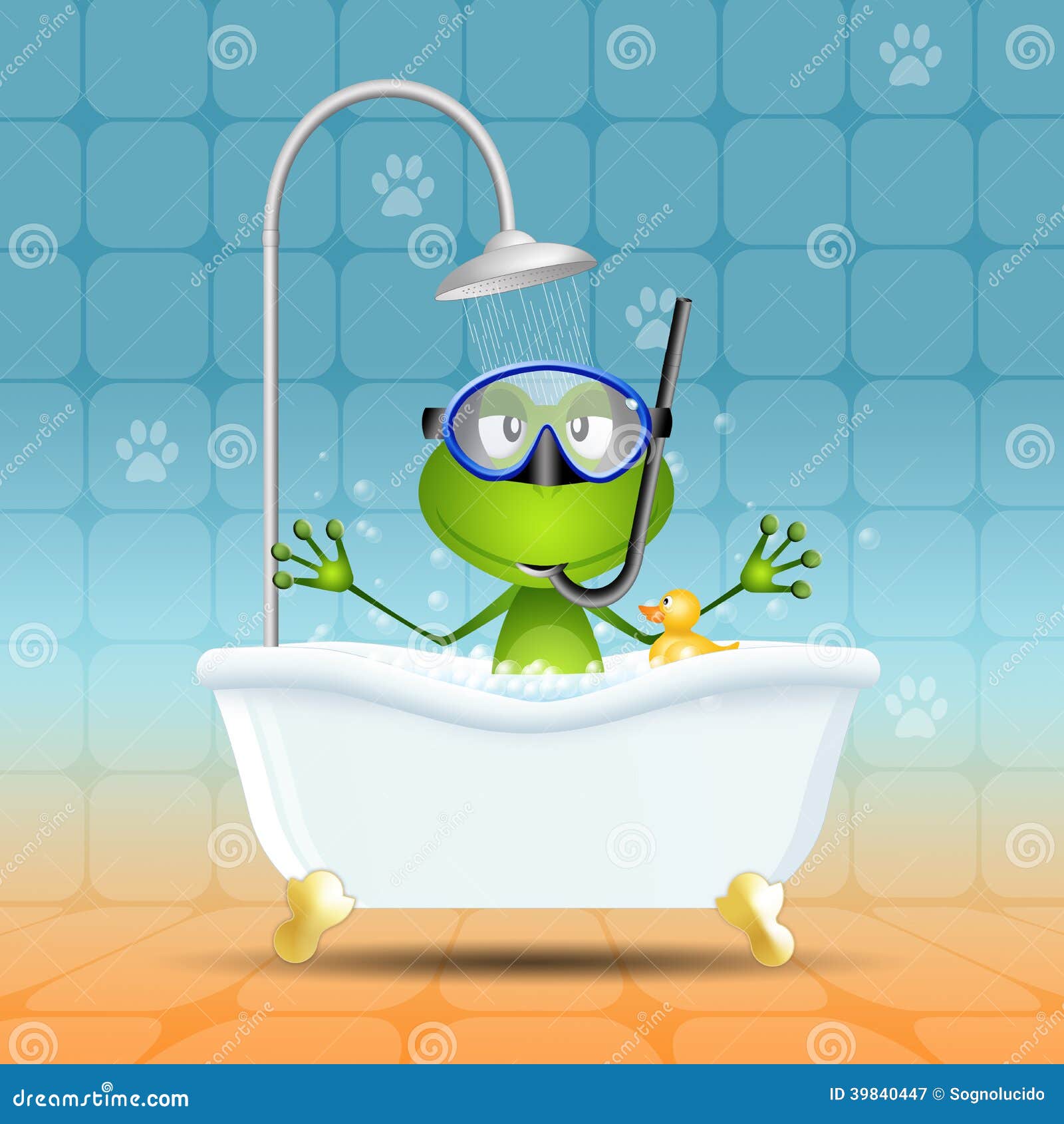 Kikker in Bad Met Het Duiken Masker Stock Illustratie - Illustration of ...