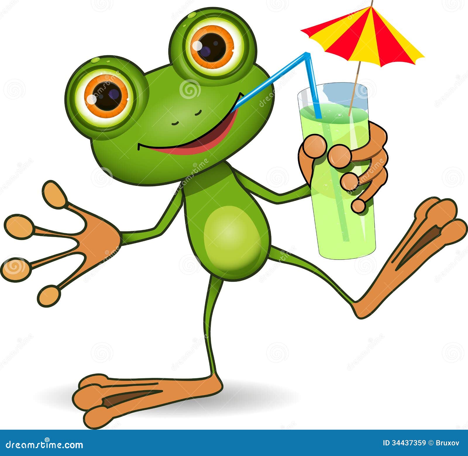 Kikker en cocktail stock illustratie. Illustration of blik - 34437359