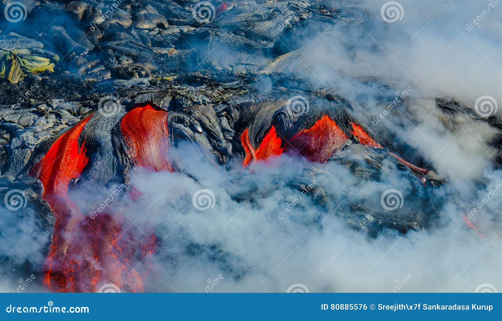 Kilauea Volcano Lava Flow foto de archivo. Imagen de cumbre - 80885576