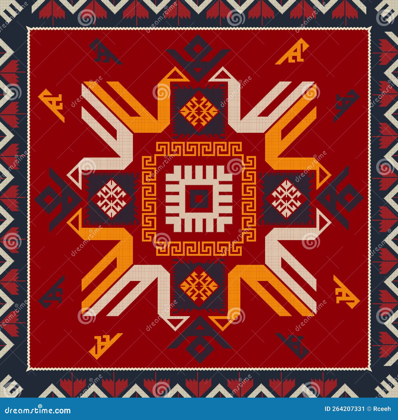 Kilim pattern 1 stock vector. Illustration of embroidery - 264207331