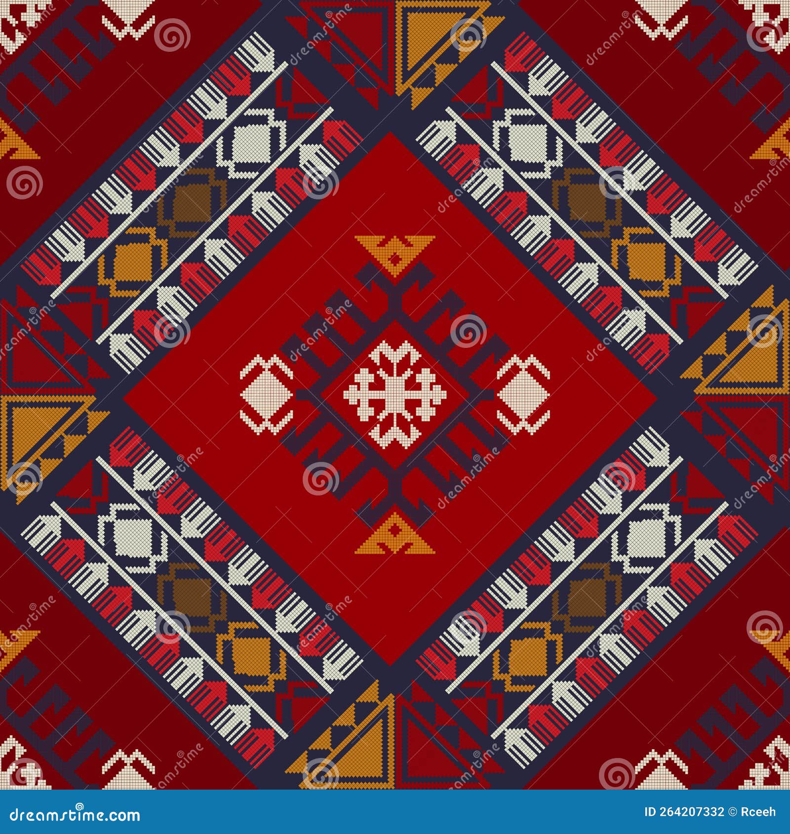 Kilim pattern 2 stock vector. Illustration of mosaic - 264207332