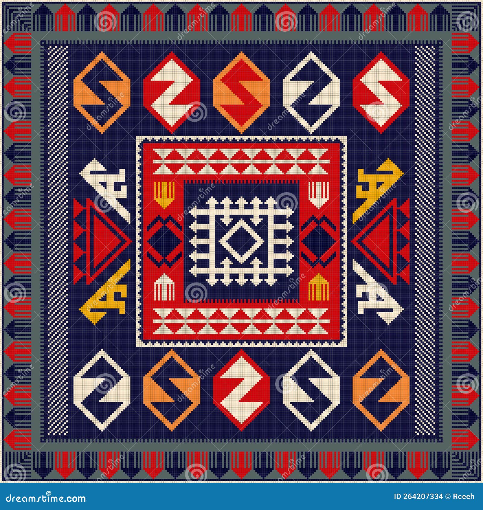 Kilim pattern 3 stock vector. Illustration of cotton - 264207334