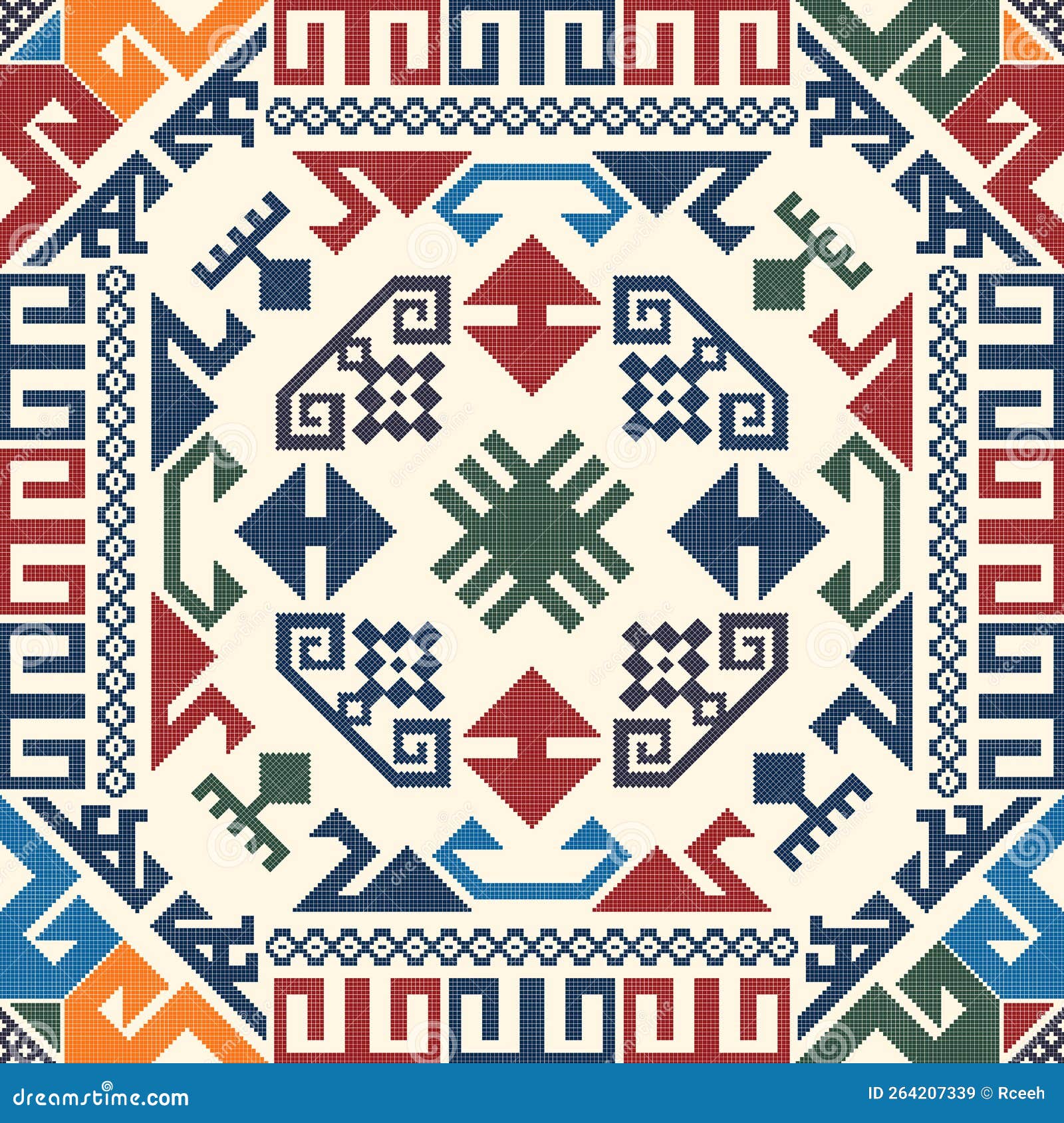 Kilim pattern 5 stock vector. Illustration of colorful - 264207339