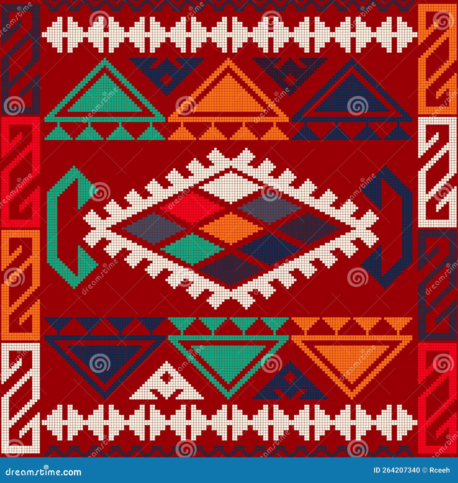 Kilim pattern 6 stock vector. Illustration of colorful - 264207340