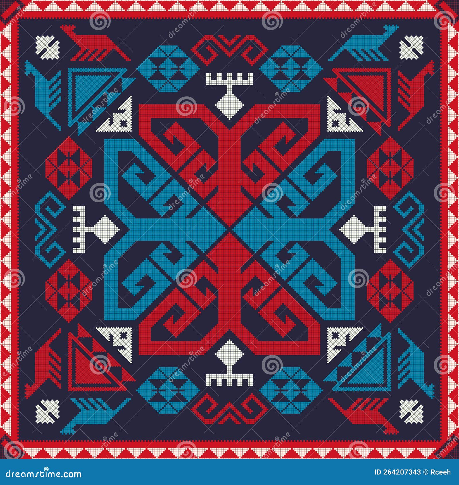 Kilim pattern 8 stock vector. Illustration of frame - 264207343