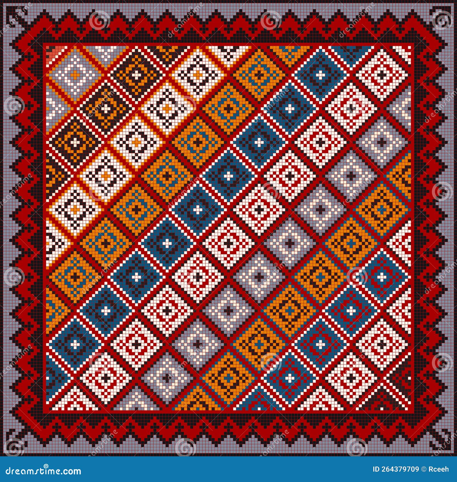 Kilim pattern 13 stock vector. Illustration of decorative - 264379709