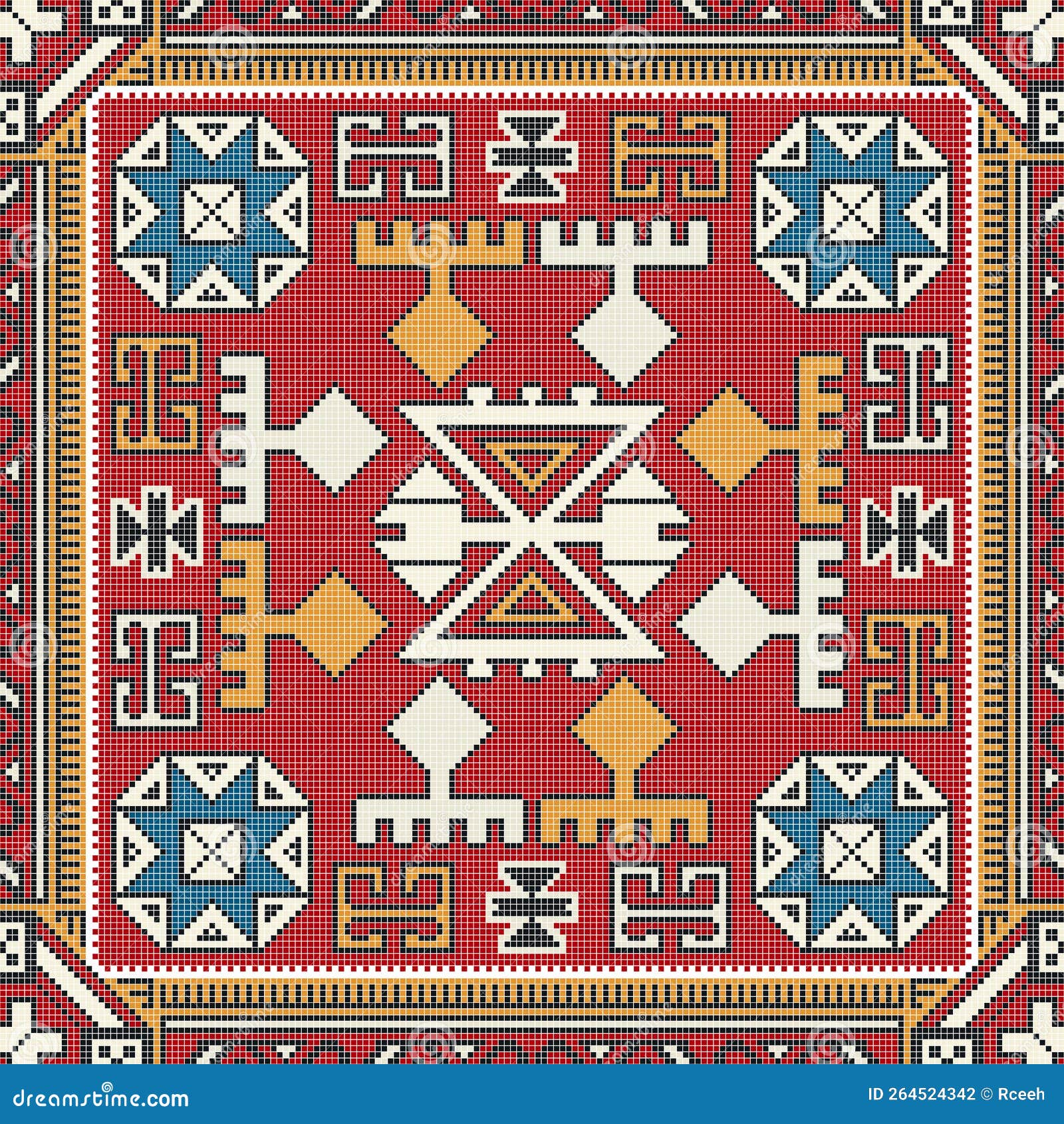 Kilim pattern 34 stock vector. Illustration of geometric - 264524342