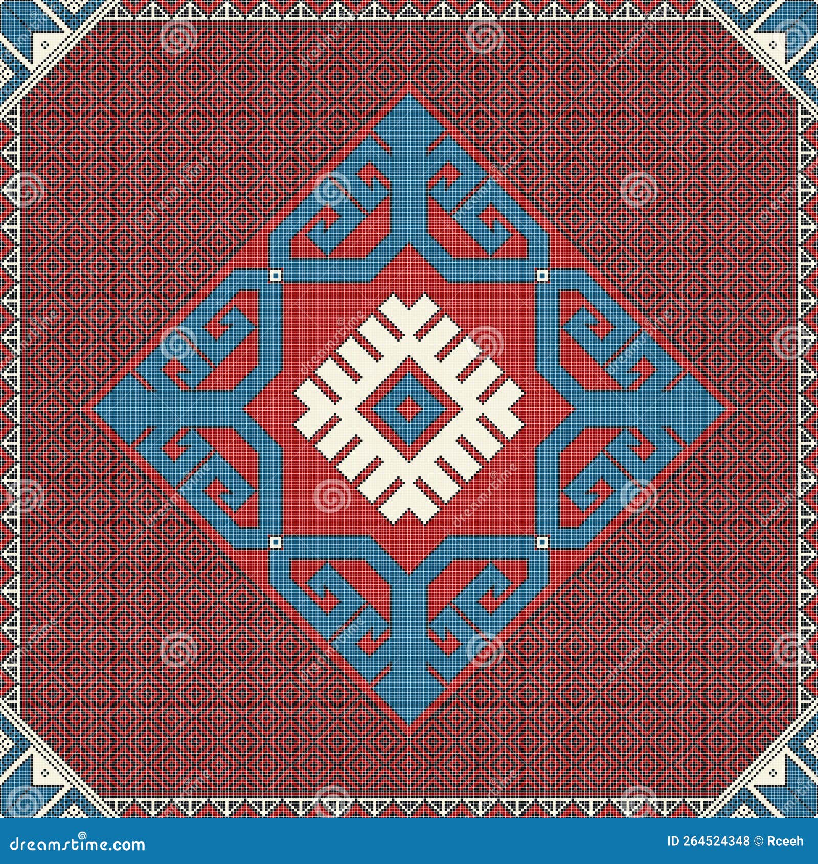 Kilim pattern 35 stock vector. Illustration of blanket - 264524348