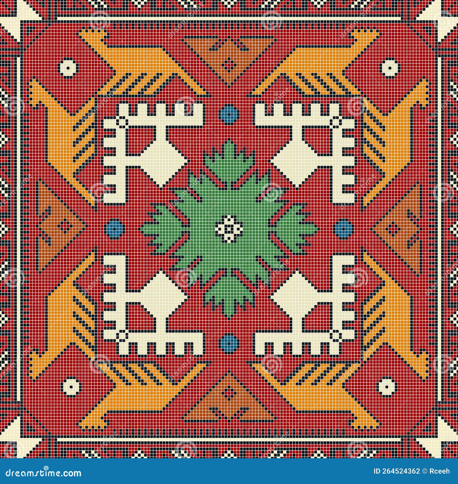 Kilim pattern 38 stock vector. Illustration of colorful - 264524362