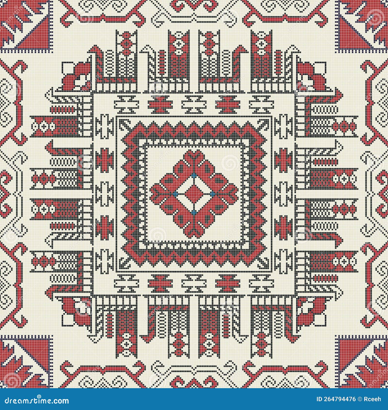 Kilim pattern 45 stock vector. Illustration of persian - 264794476