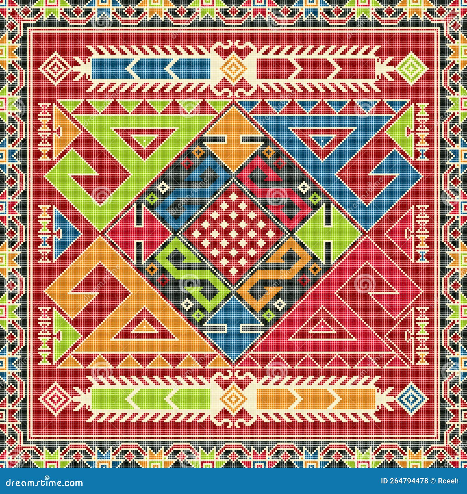 Kilim pattern 46 stock vector. Illustration of border - 264794478