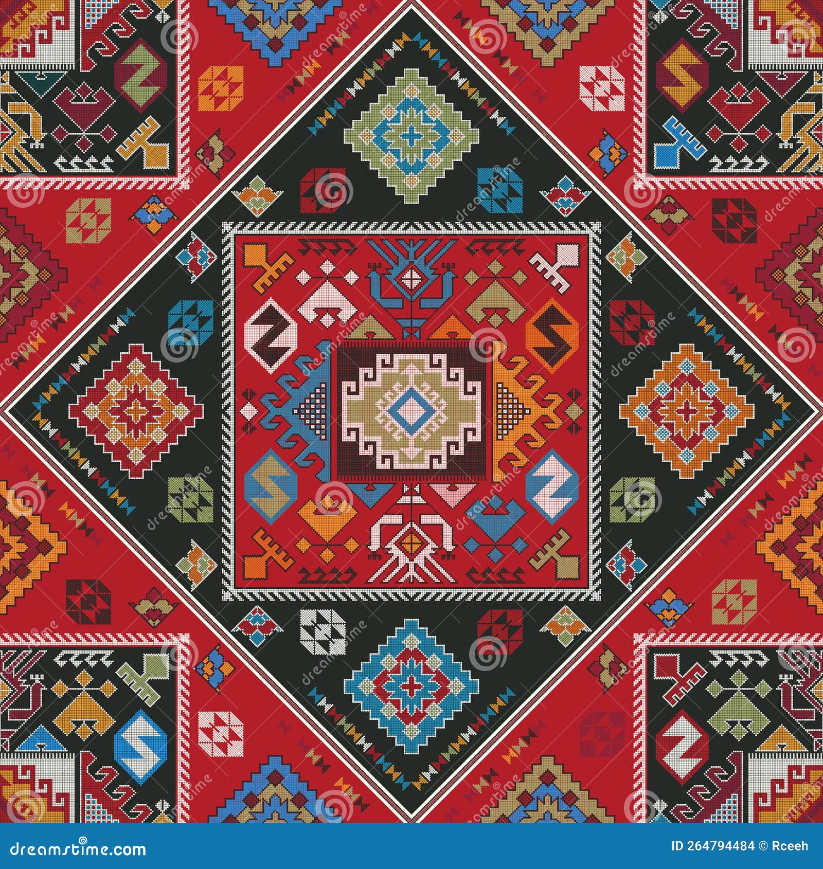 Kilim pattern 49 stock vector. Illustration of geometric - 264794484